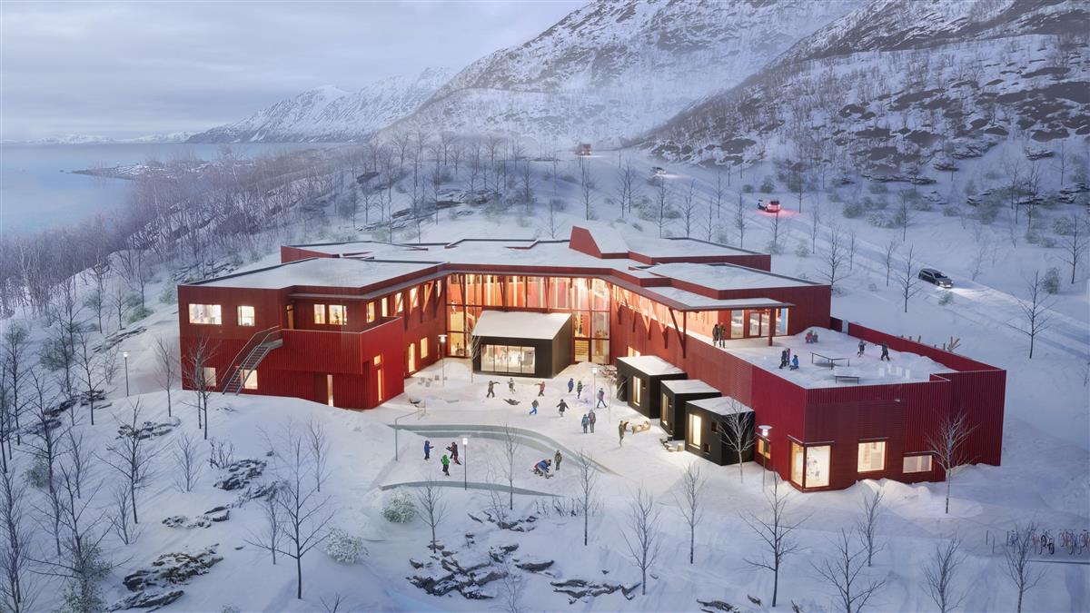 Her kan du følge med på byggingen av Skarven læringssenter - Loppa kommune