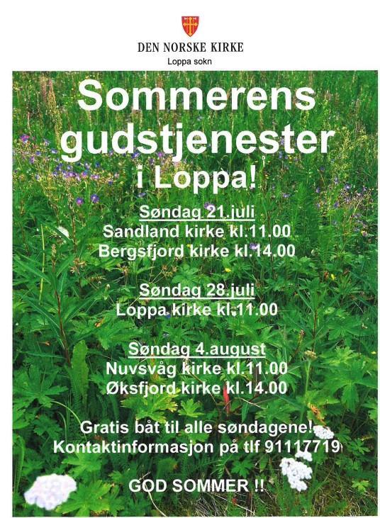 Sommerens gudstjenester i Loppa - Loppa kommune